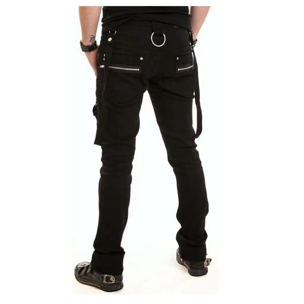Multi-Zipper Punk Strap Pants - Men's Gothic Trousers