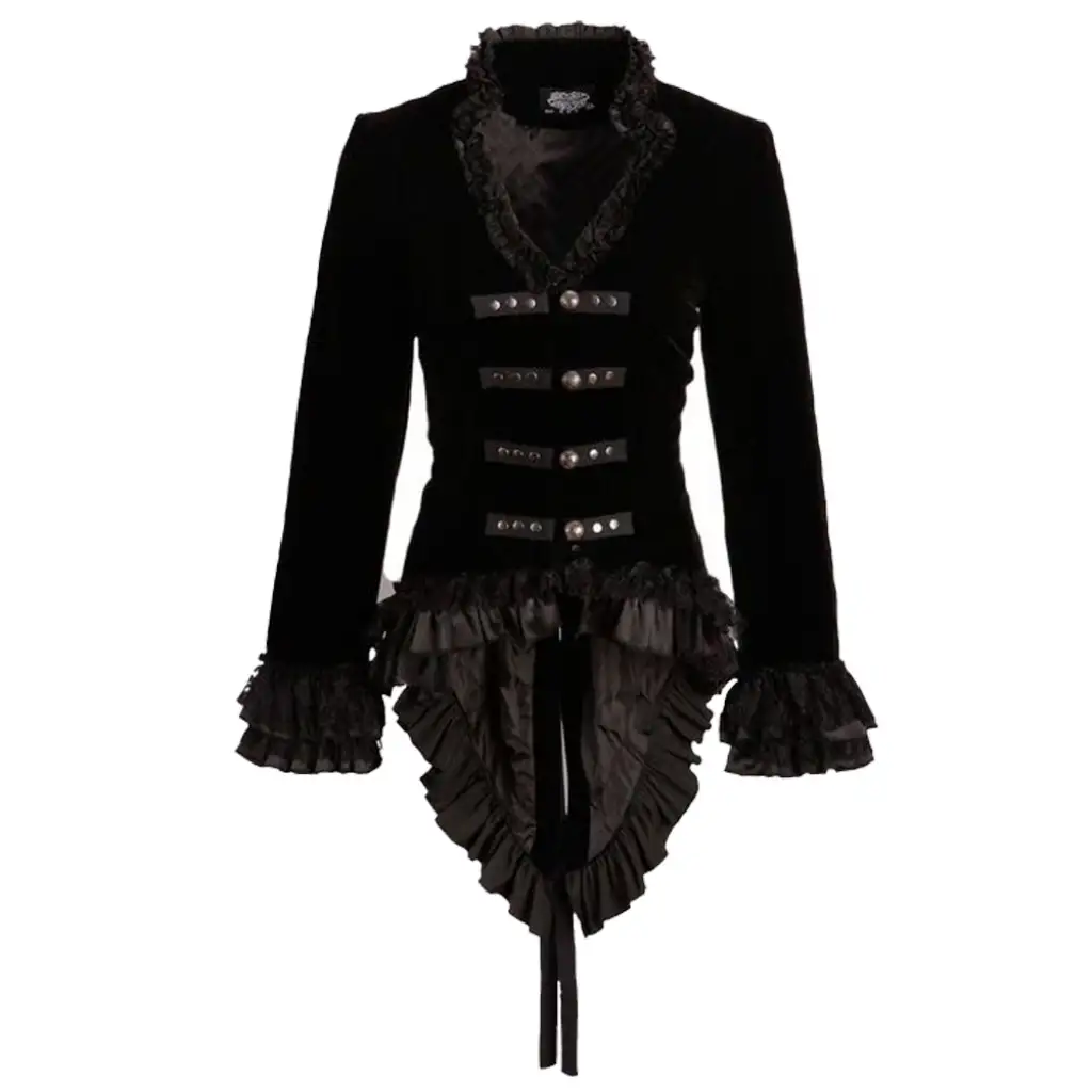 Velvet Ruffled Dovetail Coat Women Gothic Coat