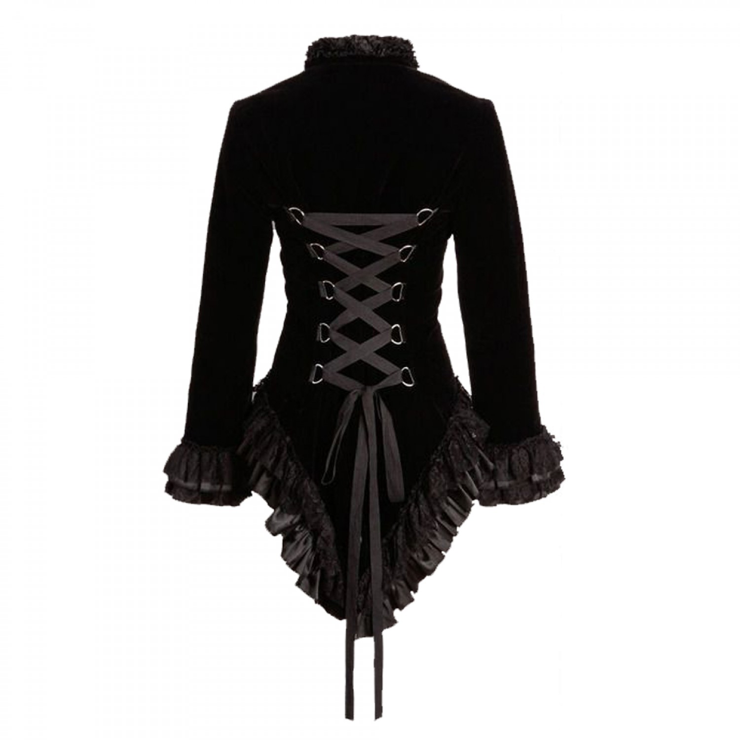 Velvet Ruffled Dovetail Coat Women Gothic Coat