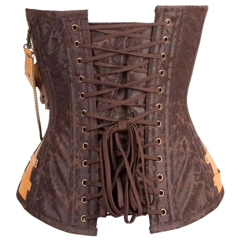 Brown Steampunk Corset | Women Corset With Neck Gear