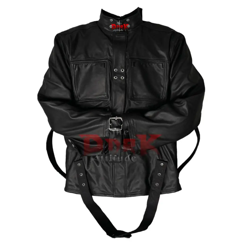 Black Straight Jacket: Psychopath Asylum Leather Jacket