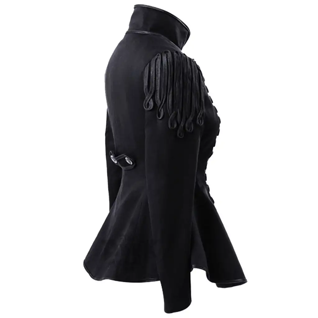 Women Military Hussar Jacket: Gothic Black Army Fashion Coat