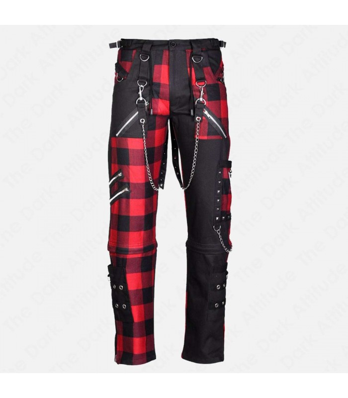Men Cyber Goth Pant | Punk Black Buckle Pant With Strap