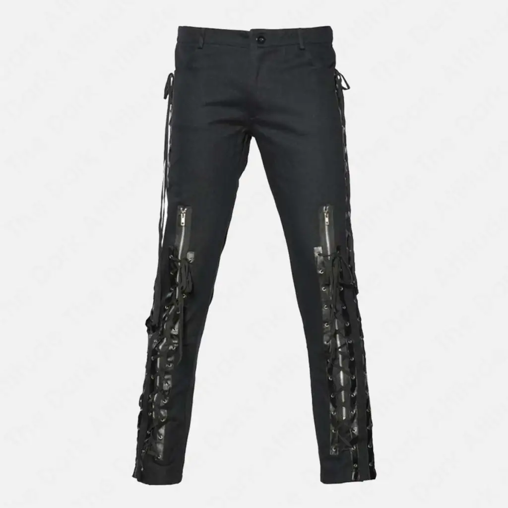 Men's Punk Rock Gothic Pants - Lace Up Punk Jeans