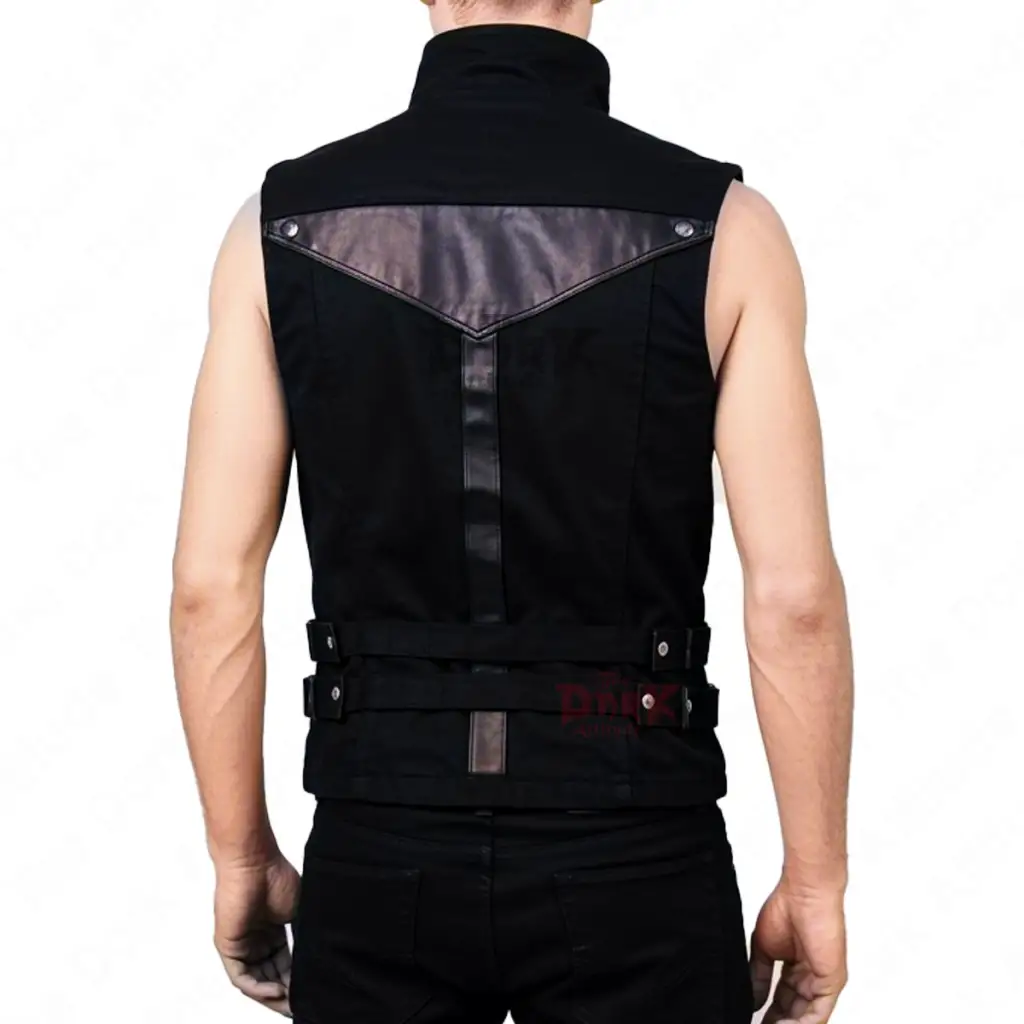 Men’s Gothic Black Utility Vest – Punk Rock Waistcoat