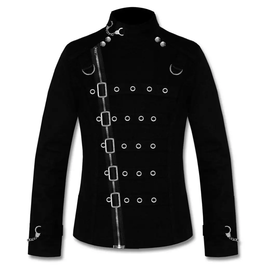 Asymmetric Buckle Strap Asylum Jacket | Gothic Industrial Coat