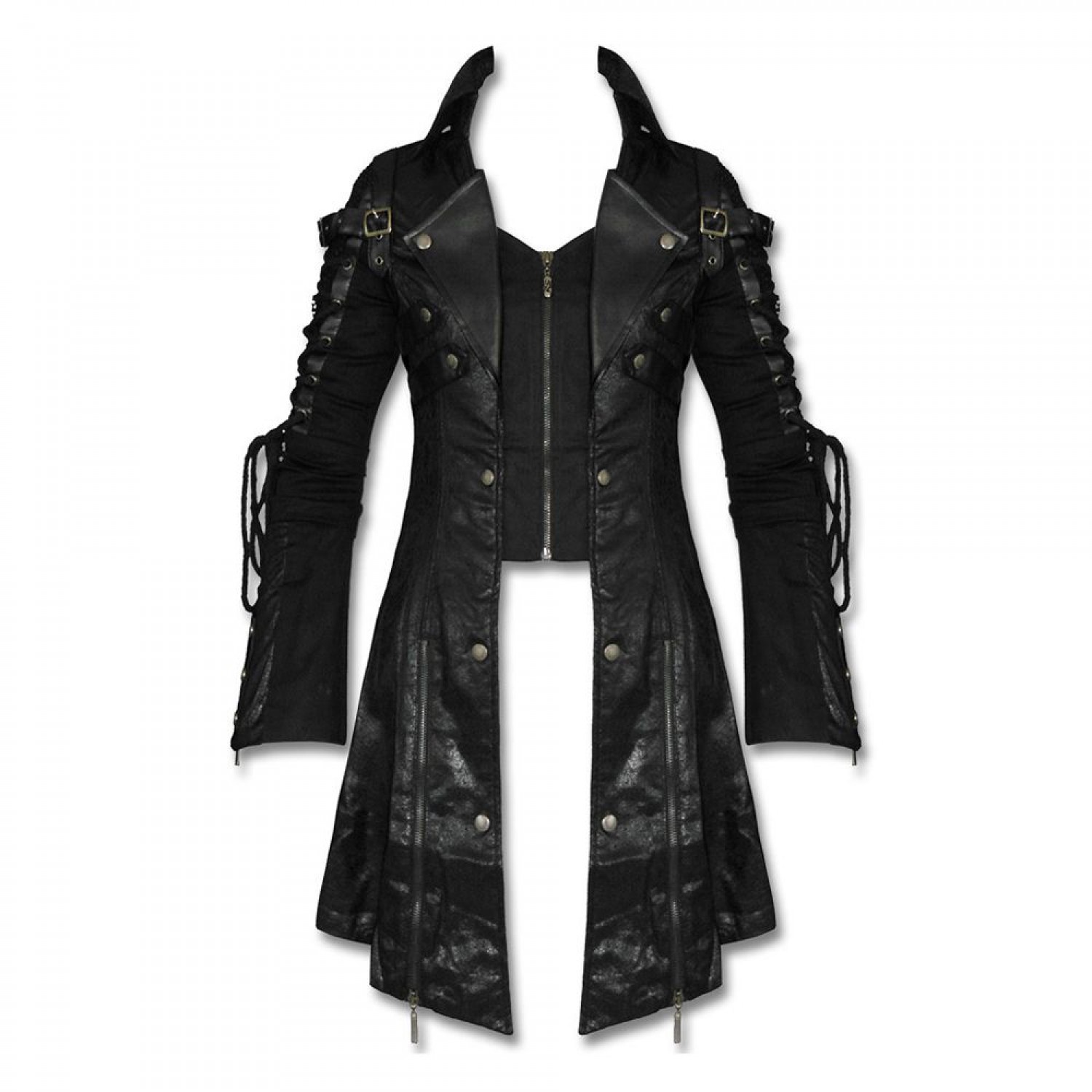 Men Steampunk Military Long Coat Punk Poison Coat