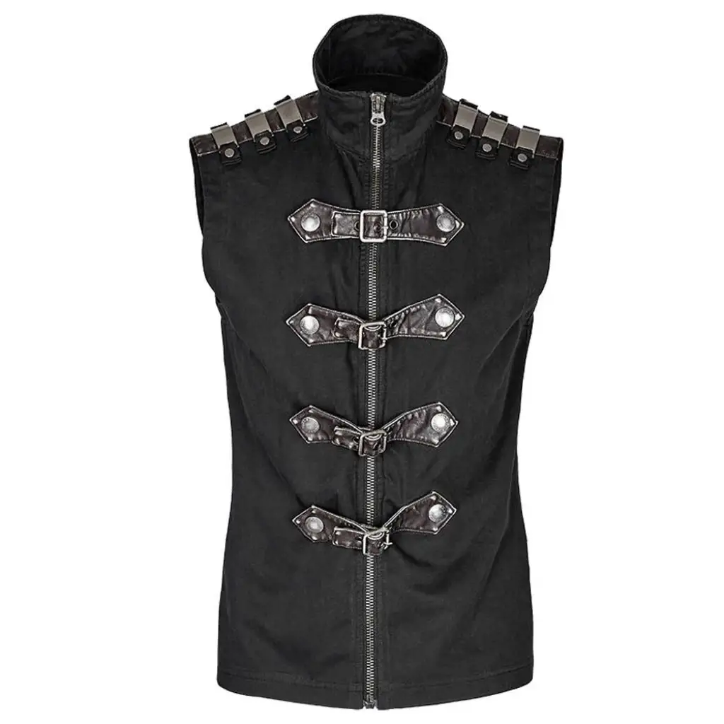 Men's Gothic Steampunk Vest | Black Ornate Clasps